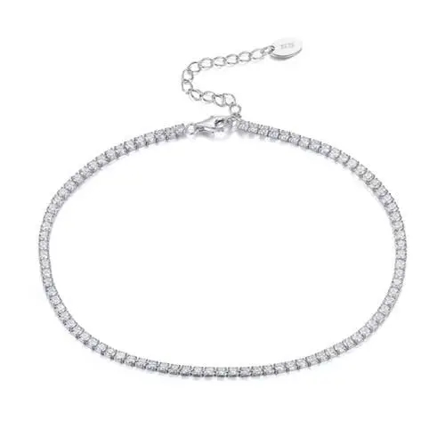 LENI JAMES The Margo Adjustable Thin Tennis Anklet - Silver