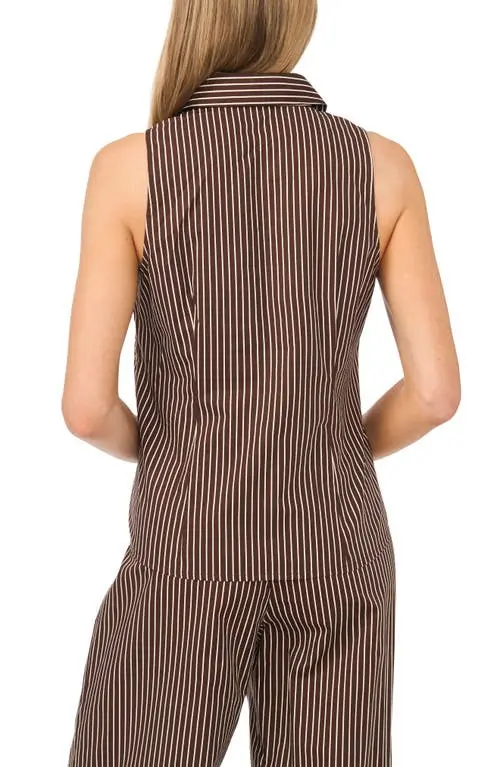 Halogen Striped Sleeveless Button-up Shirt