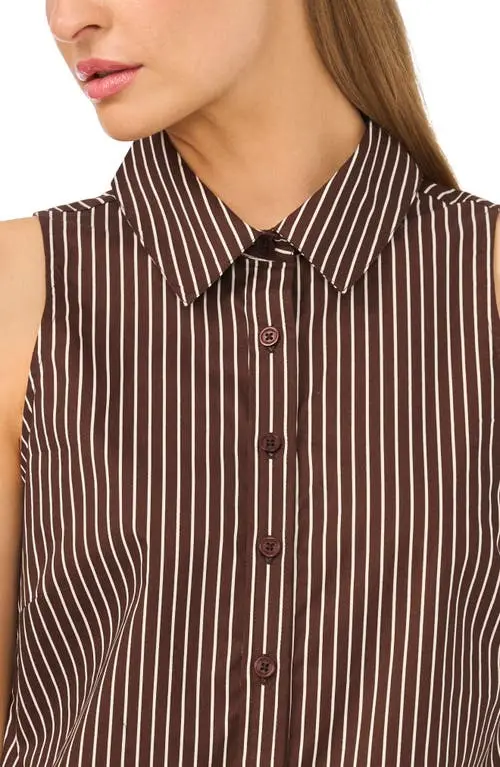 Halogen Striped Sleeveless Button-up Shirt