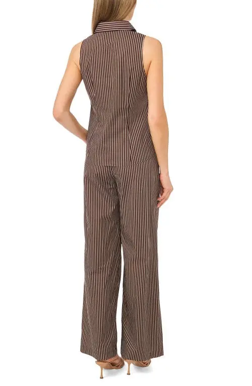 Halogen Striped Sleeveless Button-up Shirt