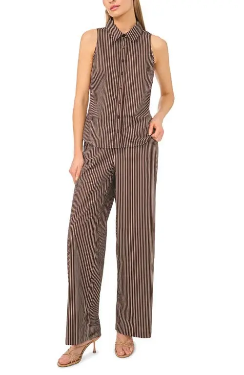 Halogen Striped Sleeveless Button-up Shirt