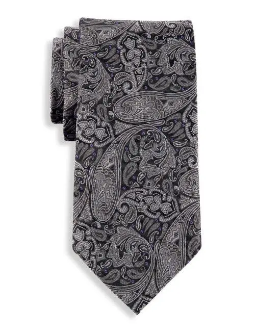 OAK HILL PREMIUM BY DXL Fancy Paisley Neck Tie - Grey