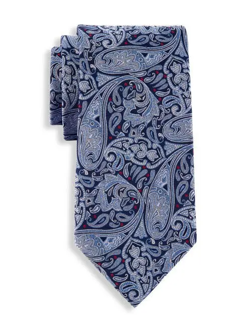 OAK HILL PREMIUM BY DXL Big & Tall Fancy Paisley Tie - Navy
