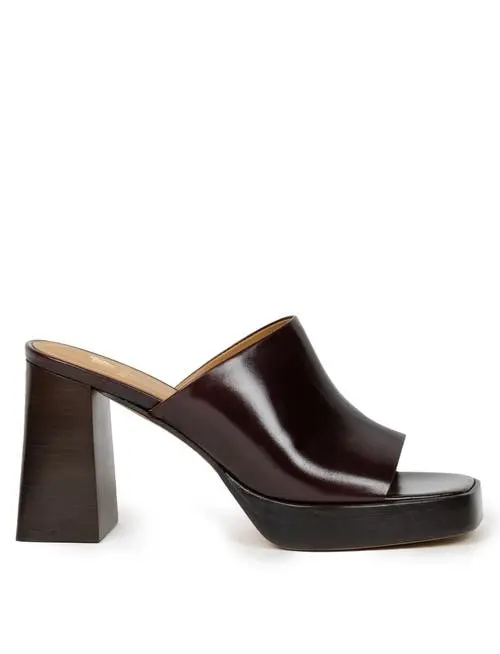 BOBBIES Renata Heeled Platform Mules - Irish Coffee