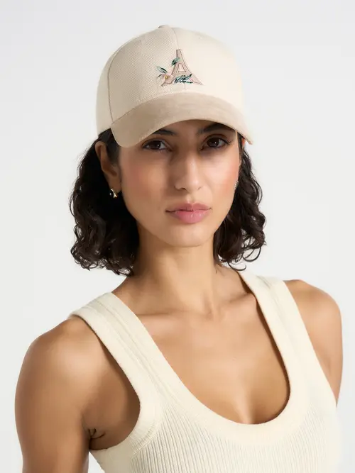 Manière De Voir Maniere De Voir Floral Eiffel Baseball Cap - Beige
