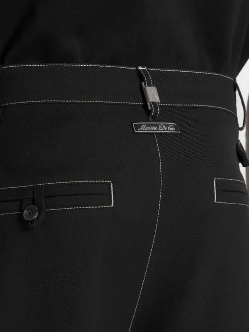 Manière De Voir Marceau Contrast Stitch Barrel Leg Pants