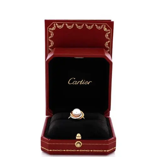 CARTIER Trinity Pearl Ring 18k Tricolor Gold With Pearl And Diamonds 14mm
