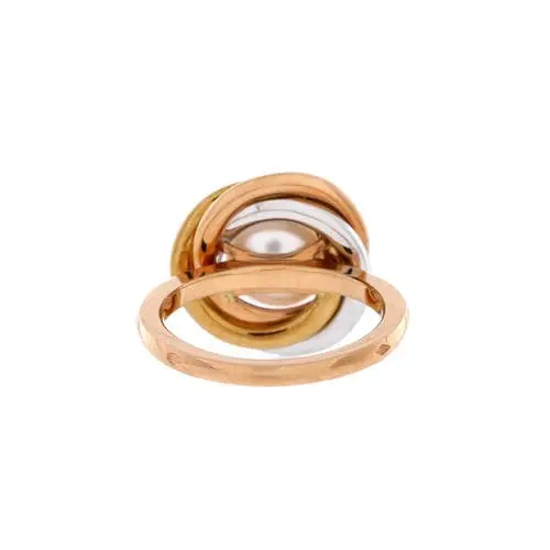 CARTIER Trinity Pearl Ring 18k Tricolor Gold With Pearl And Diamonds 14mm
