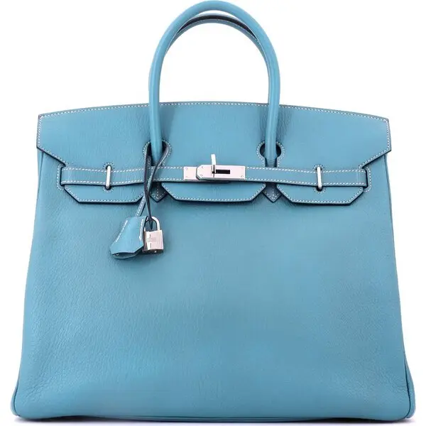 Hermès Hac Birkin Bag Chevre De Coromandel With Palladium Hardware 36 - Blue