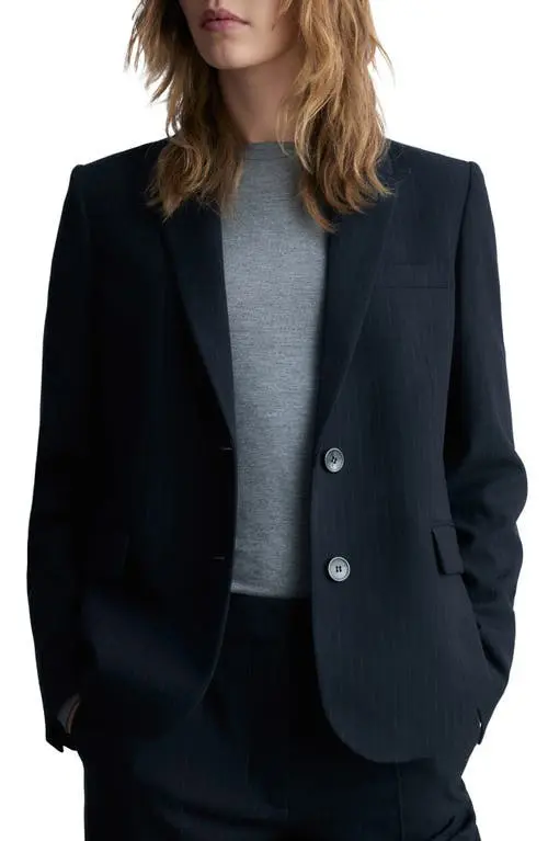 Mango Pinstripe Suit Blazer