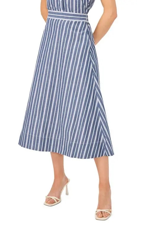 Halogen Striped Cotton Pull-on Midi Skirt