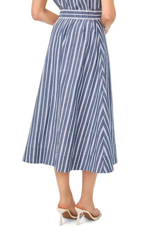 Halogen Striped Cotton Pull-on Midi Skirt