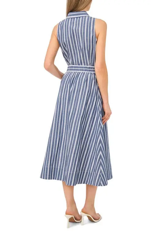 Halogen Striped Cotton Pull-on Midi Skirt
