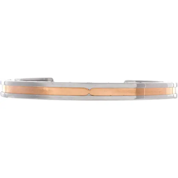 BVLGARI B.zero1 Cuff Bracelet Stainless Steel And 18k Rose Gold - Metallic Silver