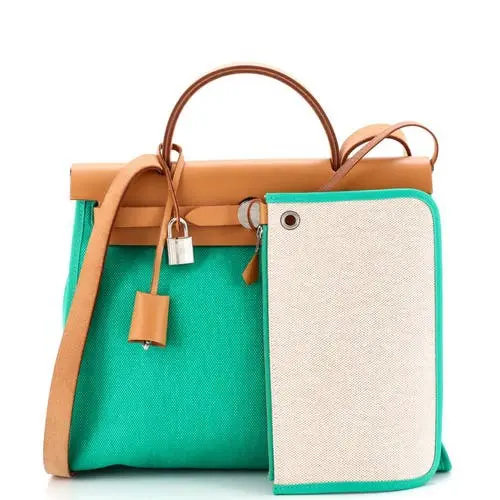 Hermès Herbag Zip Berline Vache Canvas And Leather 31