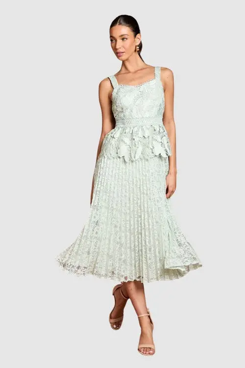 Coast Lace Peplum Midi Dress - Sage