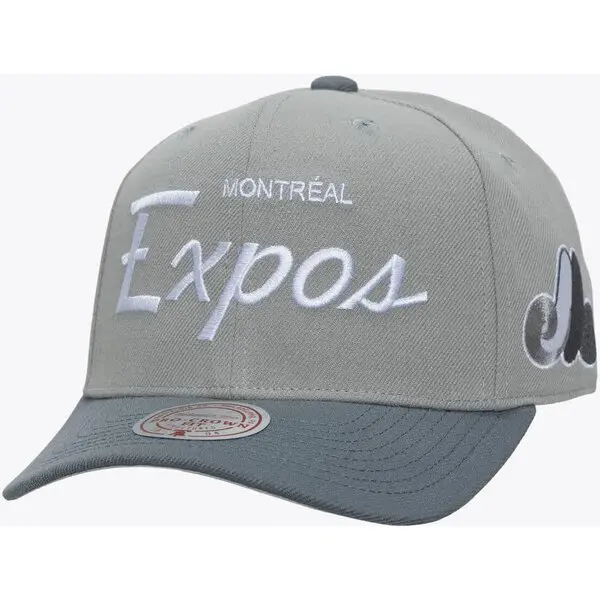 Mitchell & Ness Montreal Expos Cooperstown Thunderstorm Head Coach Pro-crown Adjustable Hat - Gray