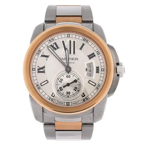 CARTIER Calibre De Automatic Watch Stainless Steel And Rose Gold - Metallic Silver