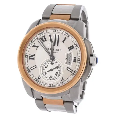 CARTIER Calibre De Automatic Watch Stainless Steel And Rose Gold