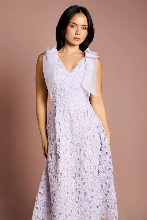 Coast Petite Bow Detail Sleeveless Midi Dress