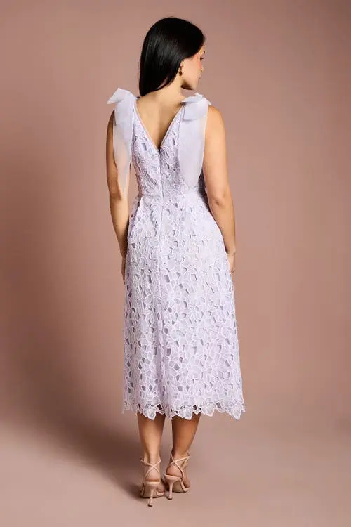 Coast Petite Bow Detail Sleeveless Lace Midi Dress