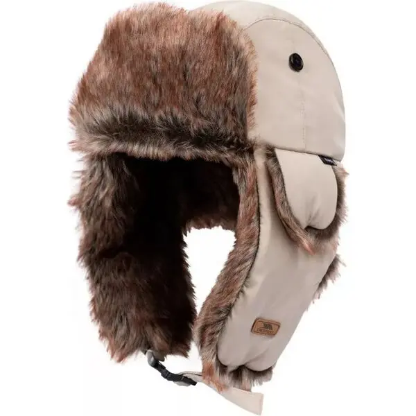 TRESPASS Trapper Hat With Faux Fur Trim - Oatmilk