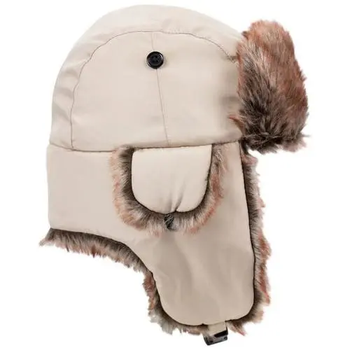 TRESPASS Trapper Hat With Faux Fur Trim - Oatmilk