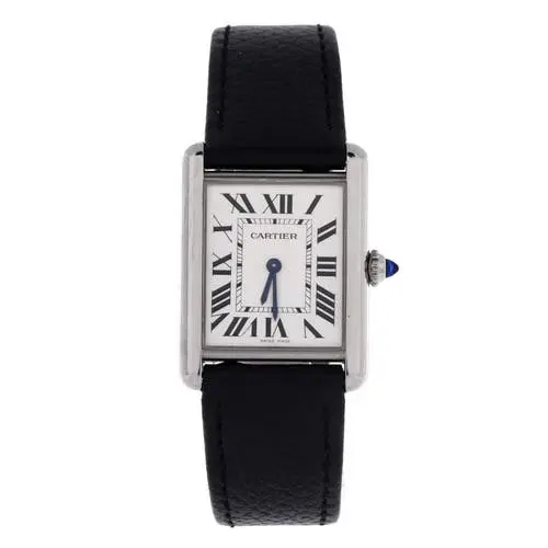 CARTIER Must De Tank Quartz Watch Stainless Steel And Leather 25 - Black
