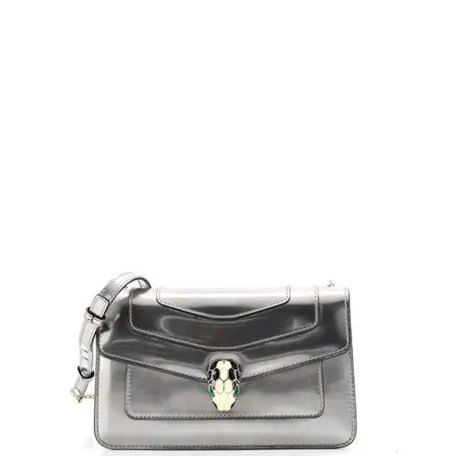 BVLGARI Serpenti Forever Shoulder Bag Metallic Leather Small
