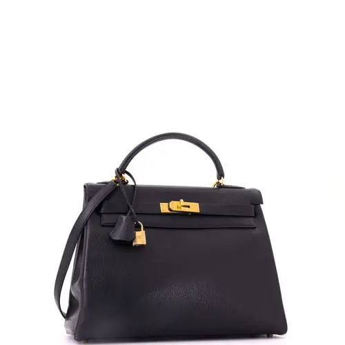 Hermès Kelly Handbag Ardennes With Gold Hardware 32