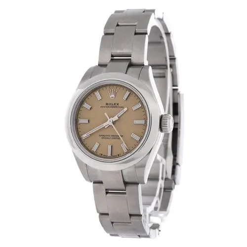 ROLEX Oyster Perpetual Beige Automatic Watch Stainless Steel 28