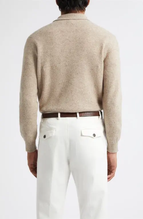Eleventy Nepped Wool Polo Sweater