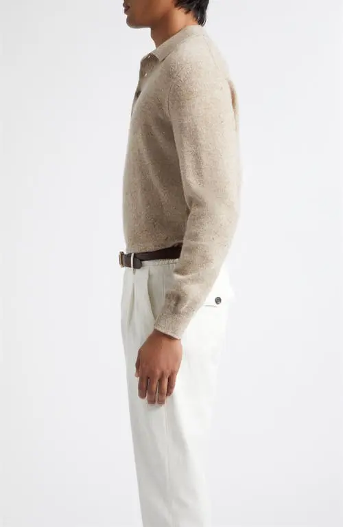 Eleventy Nepped Wool Polo Sweater