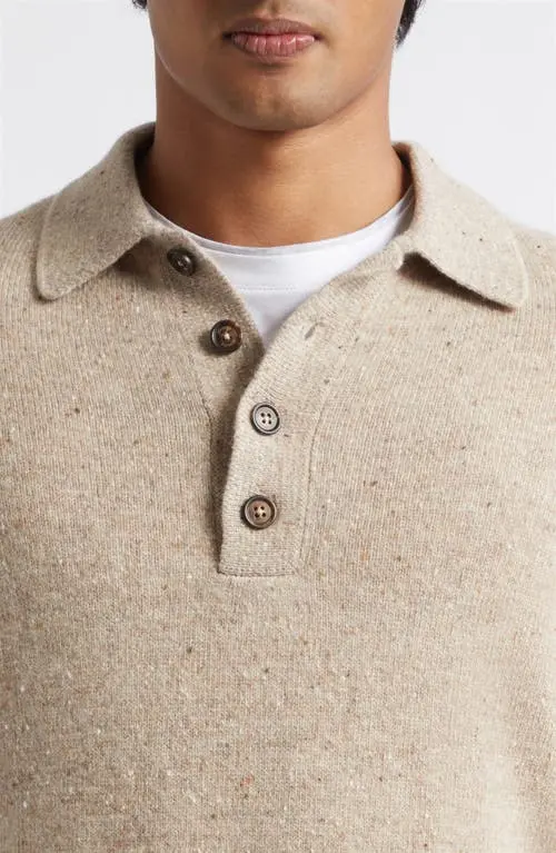 Eleventy Nepped Wool Polo Sweater