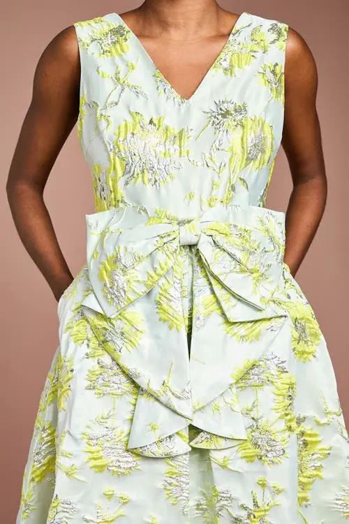 Coast V-neck Bow Jacquard Midi Dress