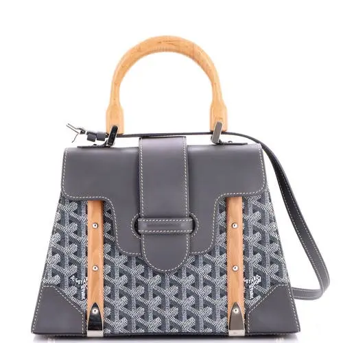Goyard Saigon Top Handle Bag Coated Canvas With Leather Pm - Grey
