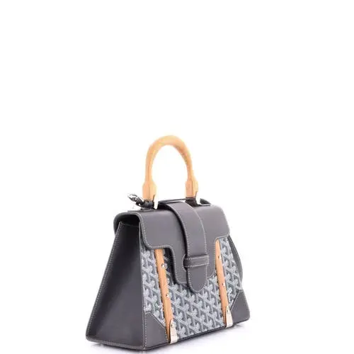 Goyard Saigon Top Handle Bag Coated Canvas With Leather Pm