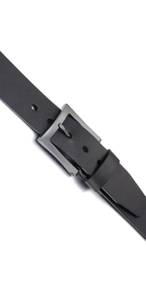 MIO MARINO Full-grain Leather Casual Jean Belt - Black
