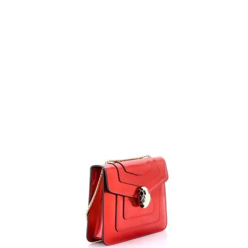 BVLGARI Serpenti Forever Square Shoulder Bag Metallic Leather Small