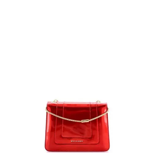 BVLGARI Serpenti Forever Square Shoulder Bag Metallic Leather Small