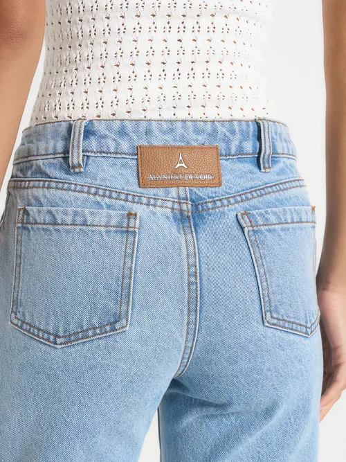 Manière De Voir Calista Line Art Straight Leg Jeans - Mid Blue