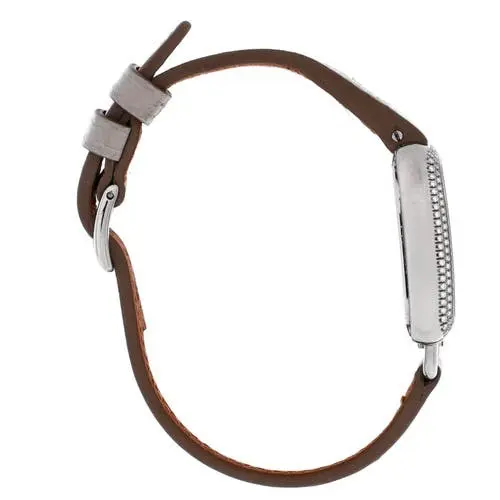 Hermès Galop D' Quartz Watch Stainless Steel And Leather With Diamond Bezel 21