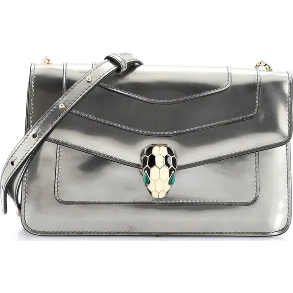 BVLGARI Serpenti Forever Shoulder Bag Metallic Leather Small