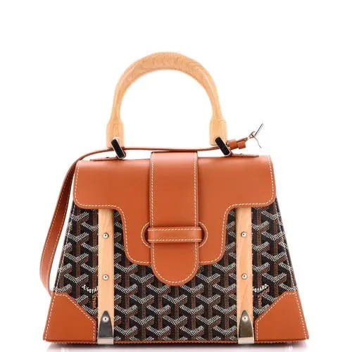 Goyard Saigon Top Handle Bag Coated Canvas With Leather Pm