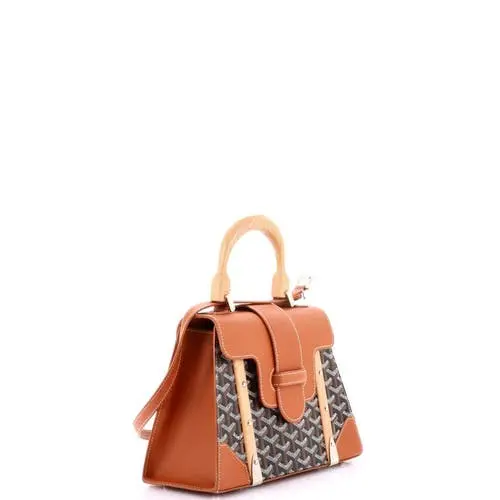 Goyard Saigon Top Handle Bag Coated Canvas With Leather Pm