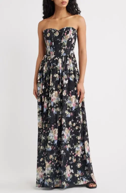 Lulus Remi Floral Corset Maxi Gown