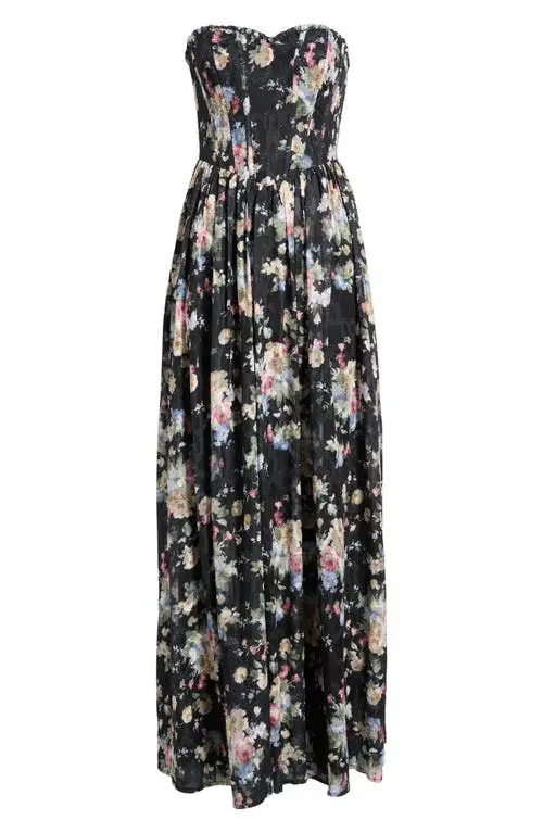 Lulus Remi Floral Corset Maxi Gown