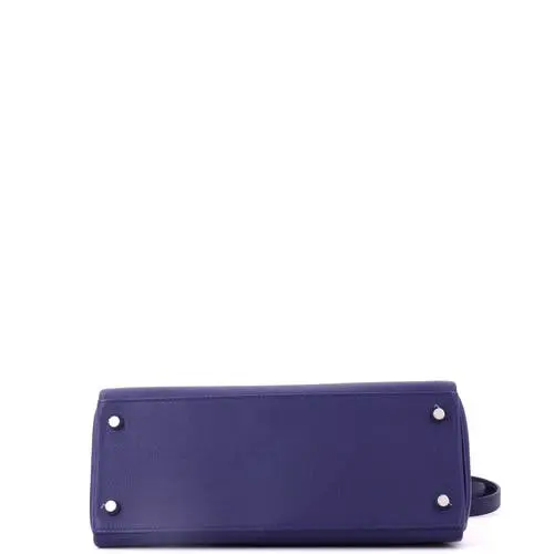 Hermès Kelly Handbag Verso Evercolor With Palladium Hardware 28 - Blue