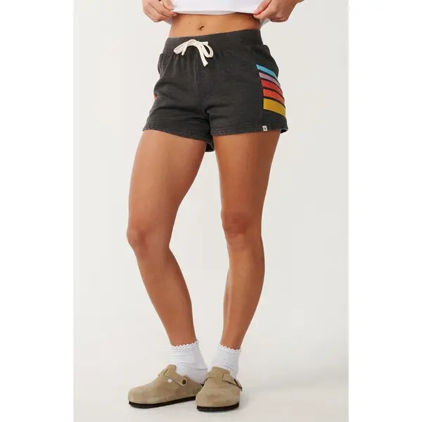 Rip Curl Surf Revival Striped Fleece Shorts - Washed Black