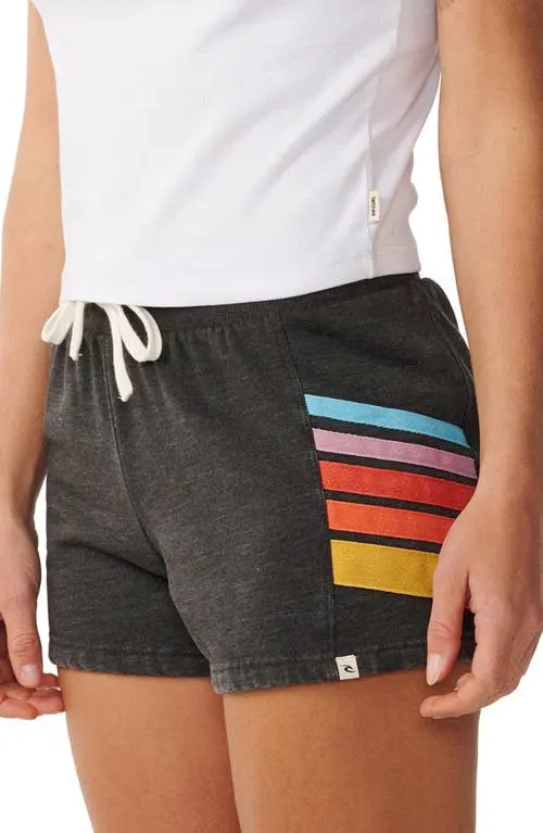 Rip Curl Surf Revival Striped Fleece Shorts - Washed Black